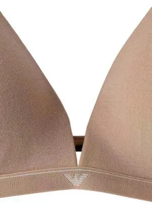 Emporio Armani Logo-embroidered Cotton Triangle Bra