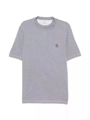 Brunello Cucinelli Logo-embroidered T-shirt - Grey