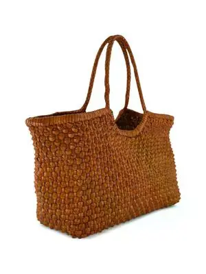 Dragon Diffusion Nantucket Cactus Woven Leather Tote Bag - Brown