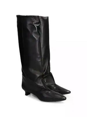 THE SELLER Pointed-toe Ruched High-knee Boots