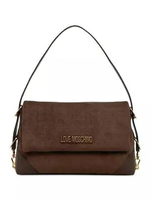 Moschino Logo-plaque Faux-suede Tote Bag - Brown