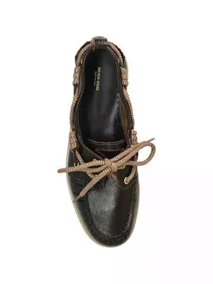 GOLDEN GOOSE Glossy Dark Leather Loafers With Hiking Cord Detail
