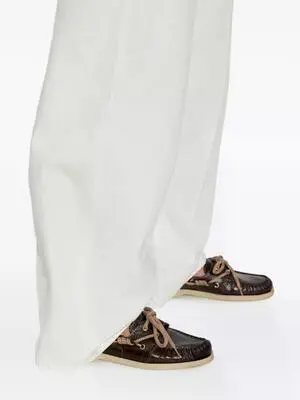 GOLDEN GOOSE Glossy Dark Leather Loafers With Hiking Cord Detail