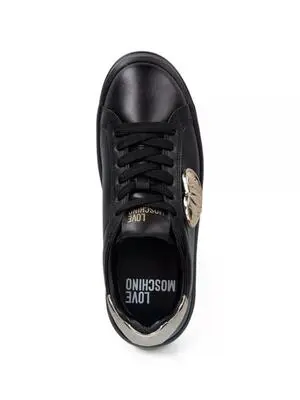 Moschino Heart Motif Logo Plaque Sneakers - Black