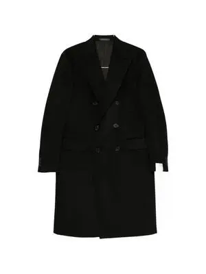 Caruso Double-breasted Peaked-lapel Coat - Black