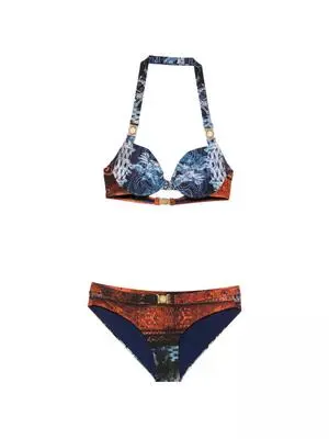 Balmain Graphic-print Halterneck Bikini - Orange