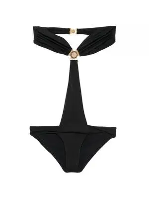 Balmain Logo Plaque Cut-out Swimsuit - Black
