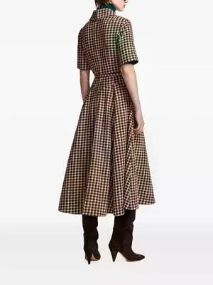 Essentiel Antwerp Belted Check-pattern Midi Dress