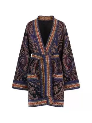 Etro Paisley-pattern Belted Jacket - Blue