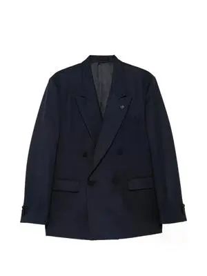 LARDINI Double-breasted Peak-lapel Jacket - Blue