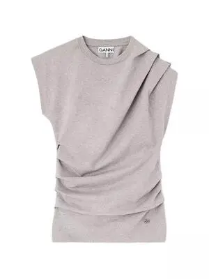 GANNI Top In Draped Jersey - Grey