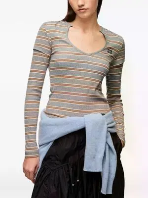 GANNI Striped Cut-out Top