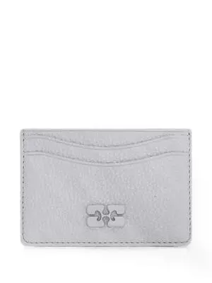 GANNI Bou Grained Leather Card Holder - Grey