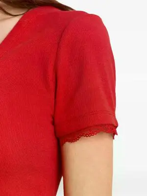 DAMSON MADDER Paige Lace-trim V-neck T-shirt