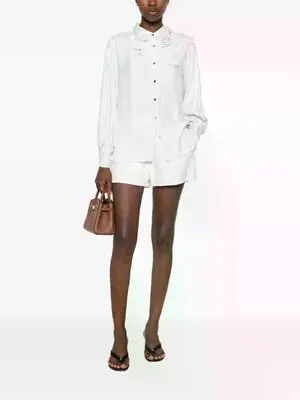 SELF-PORTRAIT Floral Appliqué Band Collar Shirt