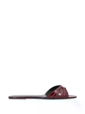 Saint Laurent Babylone Slides In Smooth Leather Red