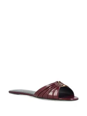 Saint Laurent Babylone Slides In Smooth Leather - Red