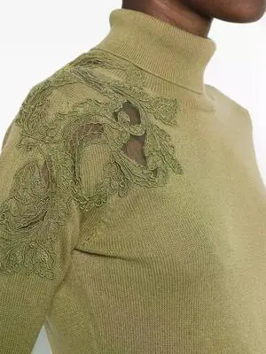 Ermanno Scervino Lace Appliqué Fine Knit Roll Neck Sweater