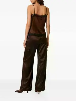 TWINSET Froissé Satin And Lace Top