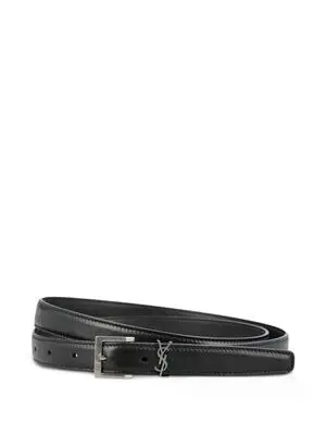 Saint Laurent Cassandre Leather Belt - Black