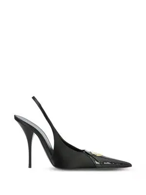 Saint Laurent Louis Slingback Pumps In Patent Leather And Satin - Black