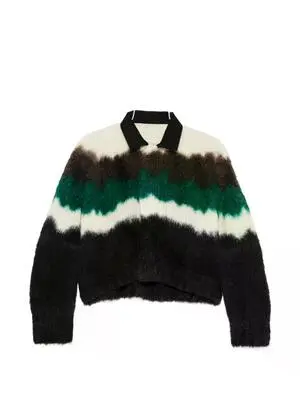 Sacai Zigzag-knit Cropped Jacket - Black