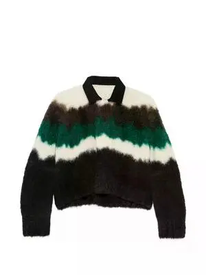 Sacai Zigzag Knit Cropped Jacket - Black