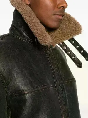 Saint Laurent Shearling Trimmed Leather Jacket