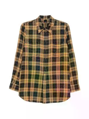 Pinko Embellished Checked Shirt - Brown