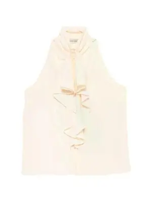 Alberta Ferretti Ruffled Halterneck Top - Neutrals