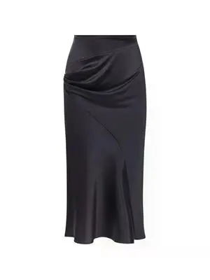 Nina Ricci Asymmetrical Draped Midi Skirt - Black