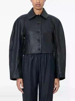 RÓHE Cropped Leather Jacket - Black