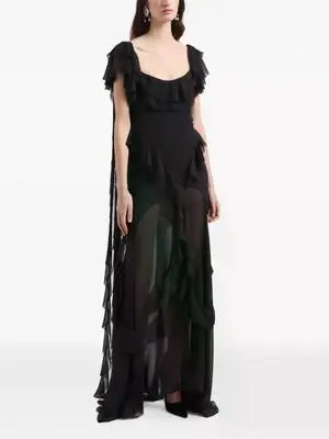 Nina Ricci Ruffled Silk Maxi Dress