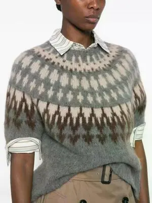 PDR PHISIQUE DU ROLE Round Neck Short Sleeve Sweater - Grey