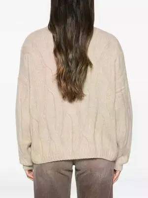 ALLUDE Cable-knit Drop-shoulder Sweater