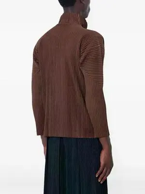 Issey Miyake Pleated High-neck Jacket - Brown