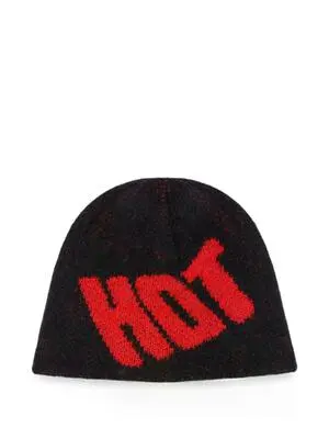CARNE BOLLENTE Burning Up Intarsia-knit Beanie Hat - Black