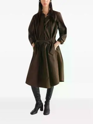 LEMAIRE Sailor Dress In Washed Cotton And Silk Blend - Brown