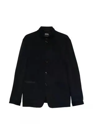 Zegna Mandarin-collar Patch-pocket Jacket - Black