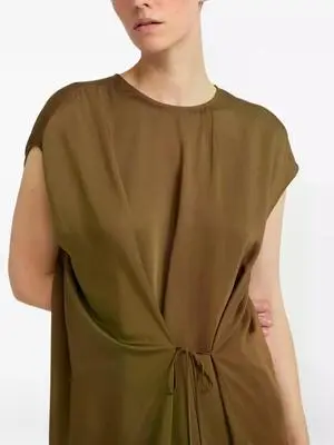 YVES SALOMON Asymmetric Adjustable Satin Maxi Dress