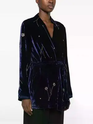FORTE_FORTE Bead-embellished Velvet Jacket - Blue