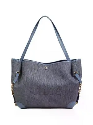 Chloé Clover Double Carry Bag In Raffia-effect Fibers