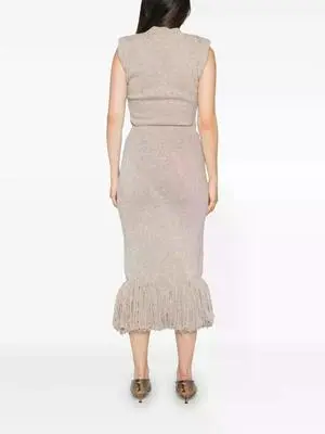 ELY ELY Knitted Midi Skirt With Fringe Trim