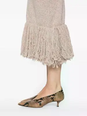 ELY ELY Knitted Midi Skirt With Fringe Trim