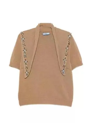 Prada Crystal-embellished Cashmere Jumper - Neutrals