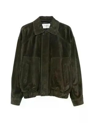 Saint Laurent Suede Bomber Jacket - Green