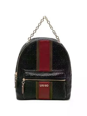 Liu Jo Logo-embossed Striped Backpack - Black