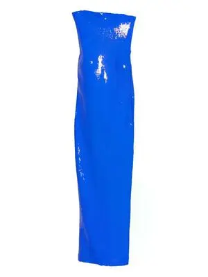 David Koma Sequinned Strapless Maxi Dress - Blue