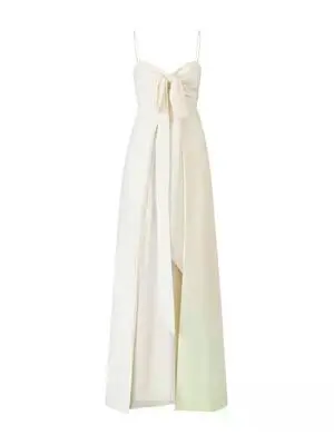Cinq À Sept Amberly Gown Bow-detail Maxi Dress - Neutrals