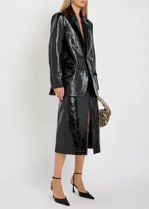 ARMARIUM Ember Glossed Leather Midi Wrap Skirt
